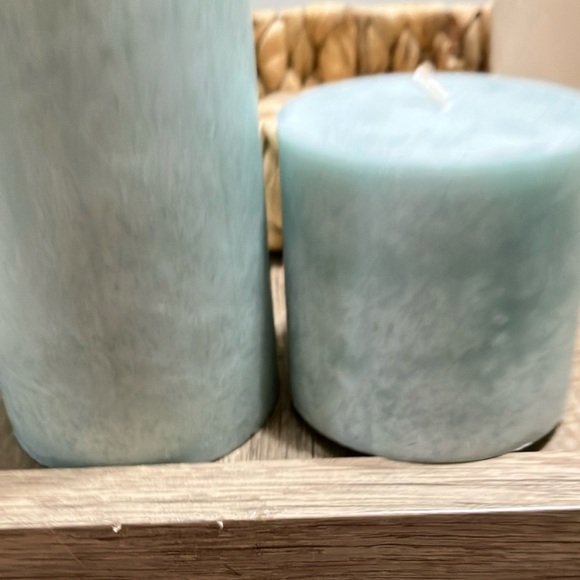 Accents | Elegant Blue Pillar Candle Set | Poshmark
